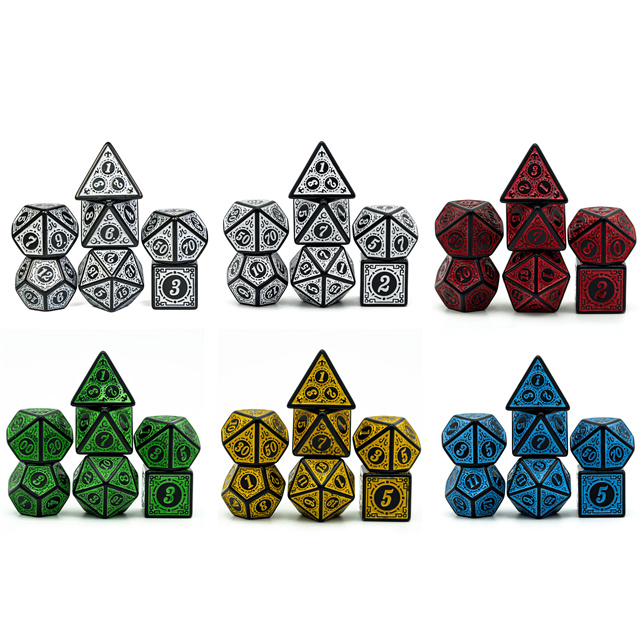 Mystery Grab Bag 7 Pc Ancient Runes Dice Set Dragon Eye Ring 1 X